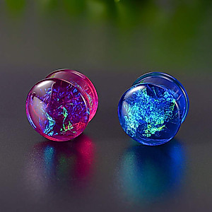 COOEAR 2 Pairs Set Gauges for Ears Flesh Tunnels Kits Plugs Earrings Acrylic Color Foil Ear Expander Stretchers Piercing.