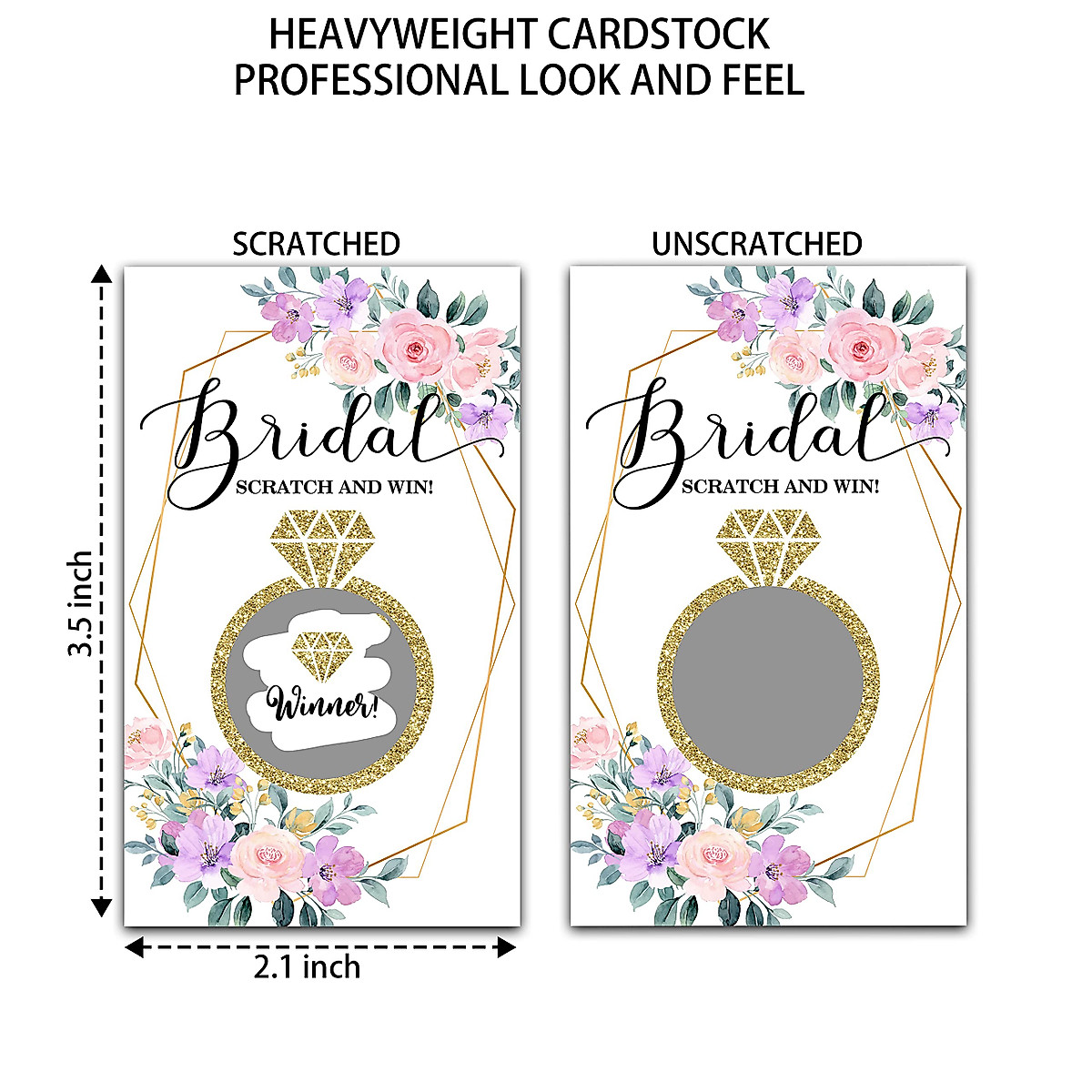 Bridal Shower Scratch Off Game Cards, Boho Floral Bridal Lottery Tickets, Gold Foil Wedding Shower Games Ideas, Bachelorette Party Activities & Decorations (50 Pack)-03