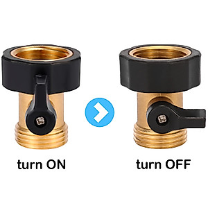 Sanpaint Water Hose Shut Off Valve, 2 Pack Heavy Duty 3/4 Inch Solid Brass Garden Hose Connector