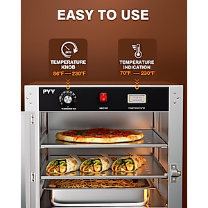 PYY Warming Cabinet 4 Tier 19x19x24 Hot Box Food Warmer for Catering, Countertop Heated Holding Cabinet, Stainless Steel Food Heater Insulated Food Pan Carrier, for Commercial, Kitchen 120V 750W