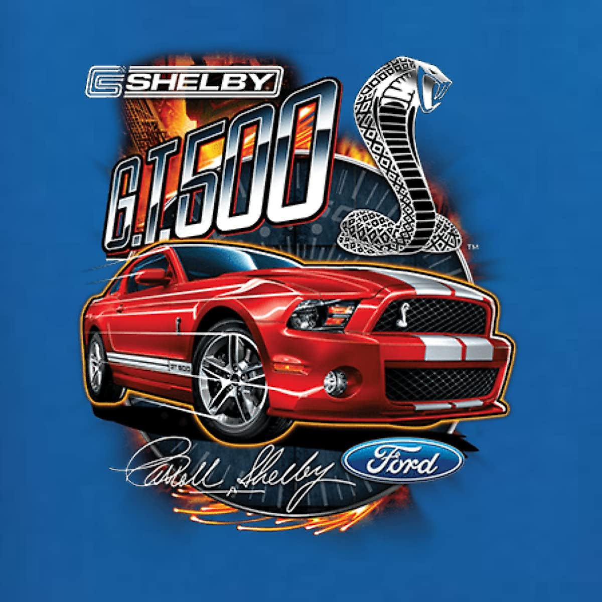 Shelby GT500 Cobra Official Ford Motors Design Cars and Trucks Men's Graphic T-Shirt, Royal, Large