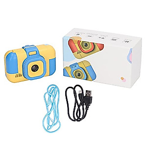 Childrens Camera, Support Video Recording Kid Camera Digital One Click Switching Cartoon Photo Frame Blue ABS Material for Girls for Outdoor