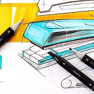 ATOPSTAR 80 Colors Alcohol Markers Artist Drawing Art Markers for Kids Dual Tip Markers for Adult Coloring Painting Supplies Perfect for Kids Boys Girls Students Adult(80 Black Shell)