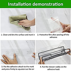 Locsee Shower Caddy Shelf Organizer 2PCS with Soap Dishes 2PCS, Bathroom Accessories with Hooks, No Drilling Basket Shelf Wall-Mounted Shower Storage Accessories (Black)