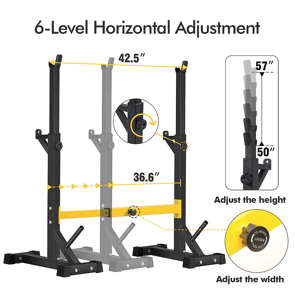 BangTong&Li Squat Rack Stand,Barbell Rack,Bench Press Rack Stand Home Gym Adjustable Weight Rack 550Lbs (Yellow)