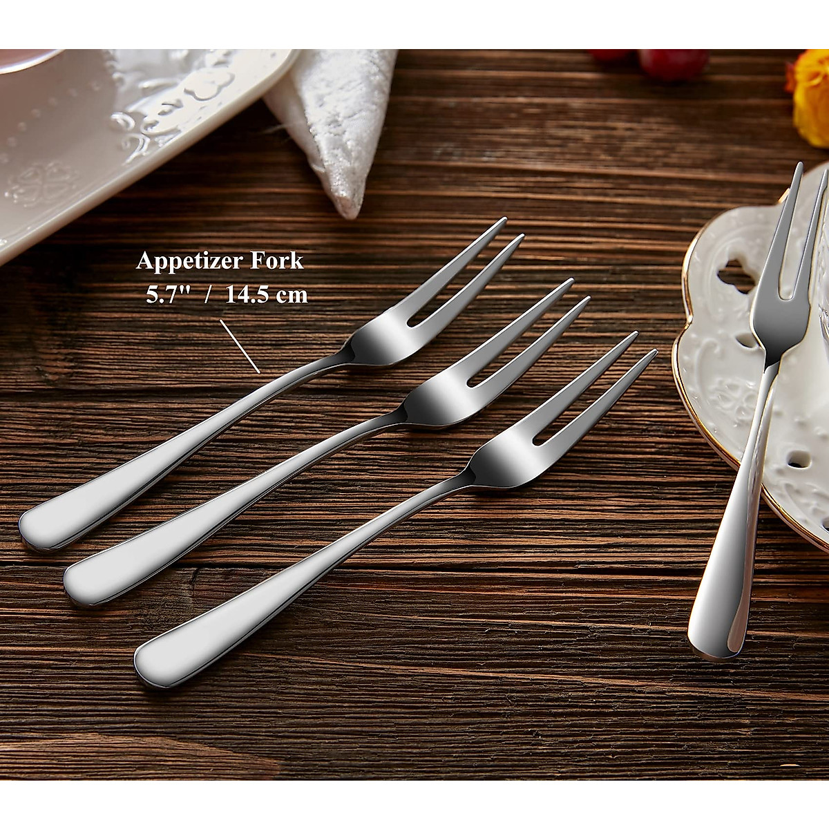 KEAWELL Premium 6-Piece 5.7" Louise Fruit Forks, 18/10 Stainless Steel, Dishwasher Safe