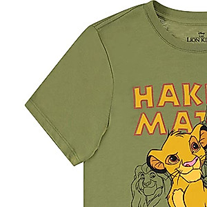 Disney Ladies Lion King Fashion Shirt - Ladies Classic Hakuna Matata Clothing Lion King Simba Mufasa Timon and Pumba Curved Hem Tee (Olive, Small)