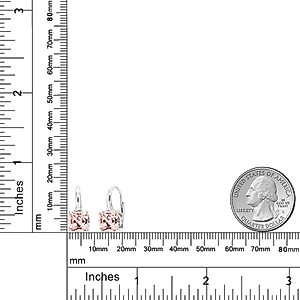 Gem Stone King 4.00 Cttw Peach Nano Morganite Earrings For Women In 925 Sterling Silver | Gemstone Birthstone | Cushion 8MM