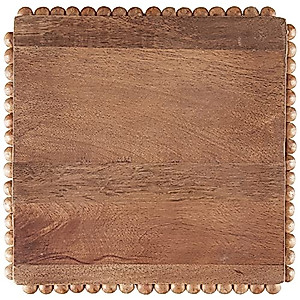 Mud Pie Beaded Wood Trivet, 8" x 8", Brown