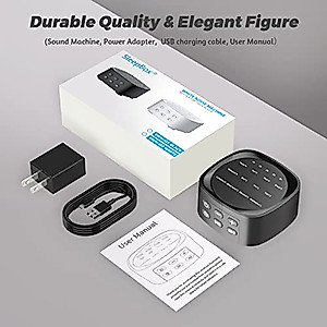 Sleepbox Sleep White Noise Sound Machines with 25 Soothing Sounds 36 Volume Levels 5 Timers Visible Sound Catalog Portable Memory Function for Home Office and Travel