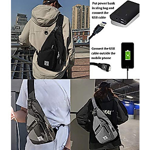 d'yallee 15.4" Sling Bag for Men Crossbody Shoulder Chest Bags Nylon for Travel Gym Sport Hiking with USB Charger Port