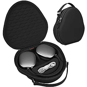 Canboc PU AirPods Max Smart Case Replacement for New Apple AirPods Max Headphone, Extra-Room fit Charger Cable, Black