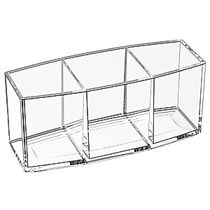 Rolybag Acrylic Makeup Brush Holder Organizer 3 Slots Cosmetic Brushes Storage Clear Pen Holder Eyeliners Eyebrow Pencil Display Case for Desk and Bathroom Vanity Storage Solution