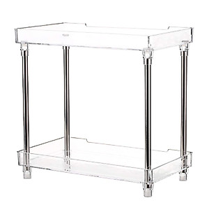 Decdeal 2-Tier Cosmetic Organizer Tray, Plastic and Stainless Steel, Rectangular