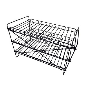 FixtureDisplays® 16" x 12.5" x 10" Wire Rack for Countertop Use with 3 Open Shelves, Black 10085-2D