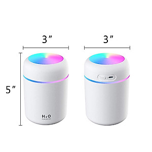Cool Mist Humidifier, 300ml Mini Portable Humidifier with Multicolor LED Night Light, 2 Mist Mode and Auto Shut-Off, Personal Desktop Humidifier for Home Office Nursery, Super Quiet