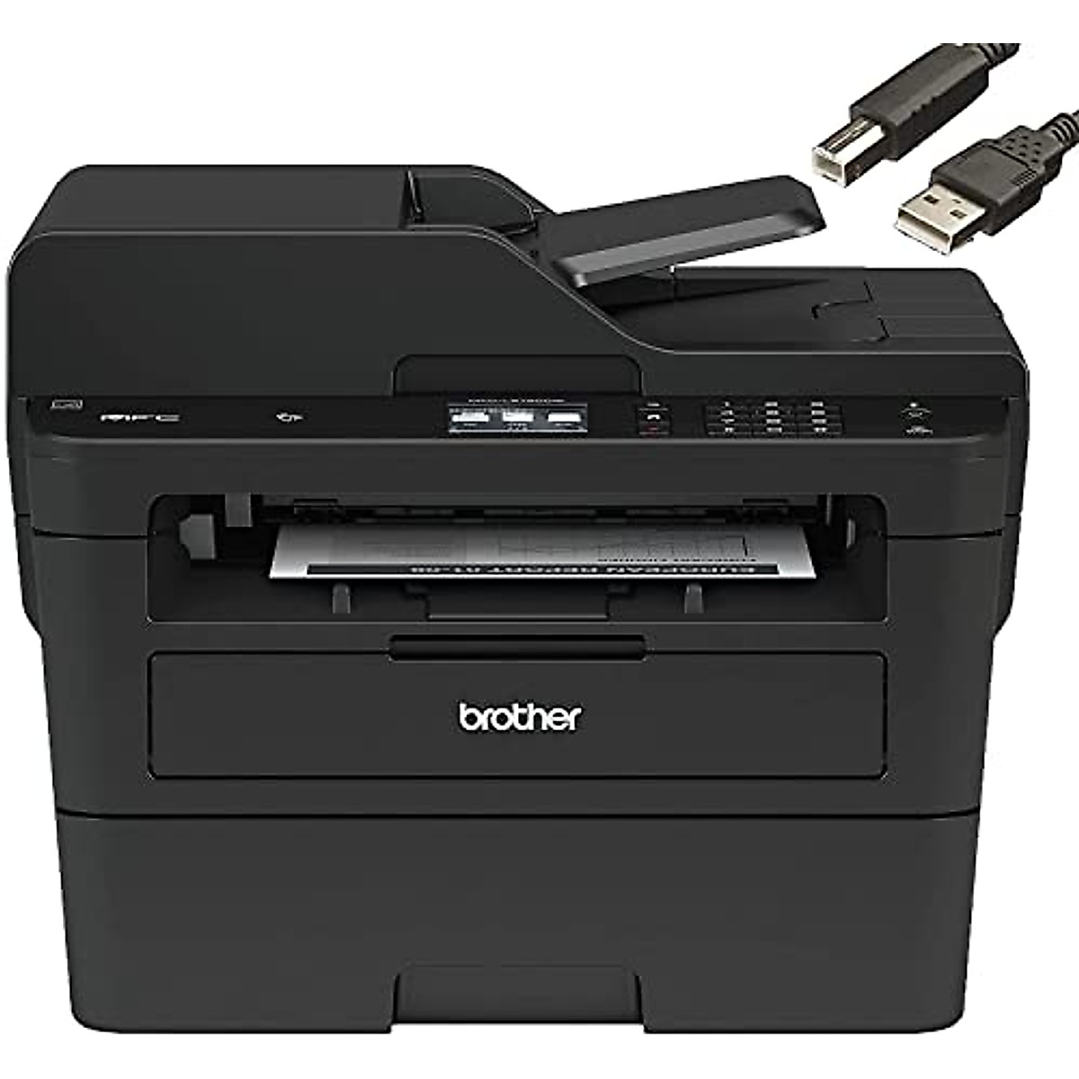 Brother MFC-L2750DW Monochrome Laser Printer All-in-One with Wireless, Auto 2-Sided Printing, Print Scan Copy, 2400 x 600 dpi, 36ppm, 250-sheet, Works with Alexa - Bundle with JAWFOAL Printer Cable