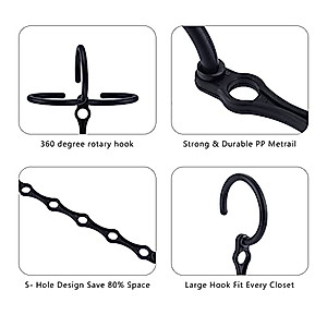Lidermic Space Saving Hanger Smart Magic Hanger Closet Organizers and Storage Clothes Hanger Multi Hanger Sturdy Plastic Space Saver for Home, Dorms, Bedroom, Apartments (Black, 10)