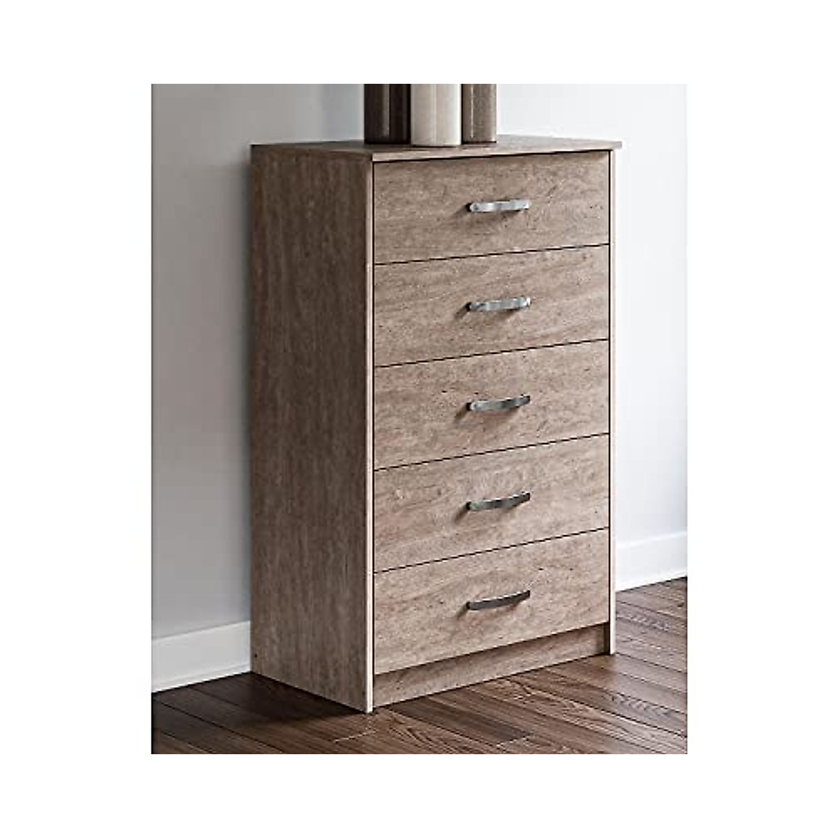 Signature Design by Ashley Flannia Scandanavian 5 Drawer Chest, Vintage Gray