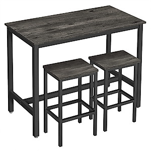 VASAGLE Bar Table Set with 2 Bar Stools and Microwave Stand (ULBT015B04)