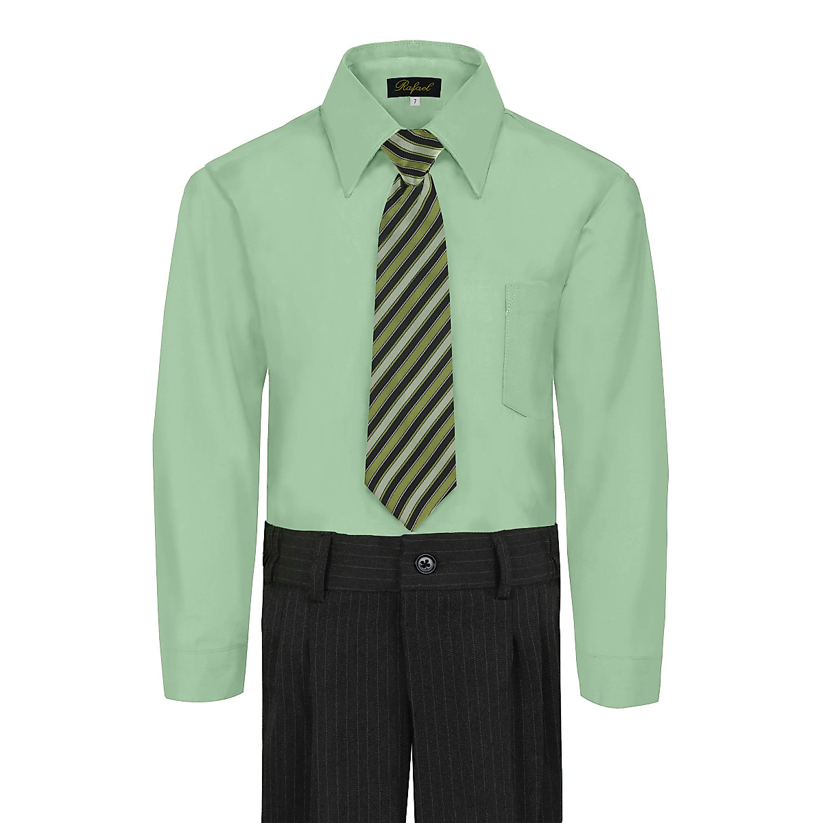 Boy's Dress Shirt & Tie - Pastel Green, 8
