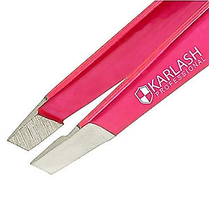 Karlash Slant Tweezers Professional Stainless Steel Slant Tip Tweezer Premium Precision Eyebrow (Black)