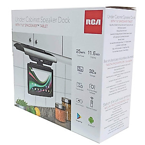 RCA Under Cabinet Speaker Dock with 11.6" Space Saver Android Tablet 2GB RAM 32GB