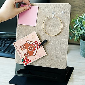 SHOOFFICE Acrylic Dry Erase Board & Felt Board Combo, 11.4'' x 8.3" Double-Sided Desktop Whiteboard with Stand, Small Frameless Black Message Board with 3 Markers and 20 Pins for Office Home School