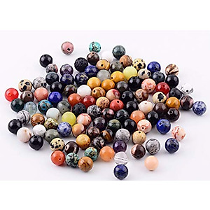 Natural Stone Beads 100pcs Round Genuine Real Stone Beading Loose Gemstones Hole Size 1mm DIY Smooth Bead for Bracelet Necklace Earrings Jewelry Making (Natural Stone Beads Multicolor, 8mm)