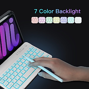 PIMOFEE iPad mini 6 case with keyboard 2021 8.3"- Backlit Keyboard Case Thin Slim Smart with Detachable Wireless Backlit Keyboard with Pencil Holder for iPad Mini 6th Generation 8.3" 2021,Rose Gold
