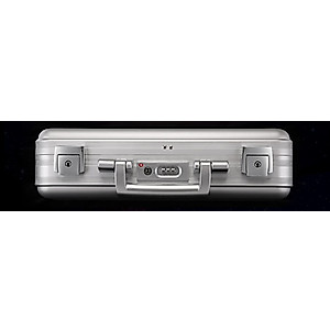 urecimy Medium 18.1X13.8X4.5 Inch Combination TSA Lock Aluminum Briefcase Metal Toolbox Cash Case 15.6 Inch Notebook Briefcase with Foam Silver