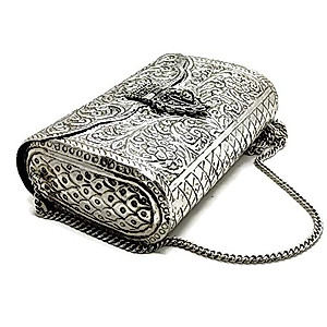 Brass Metal Bag Purse Vintage Style Brass Purse antique clutch Ethnic clutch Handmade Women metal clutch Bag (Silver)