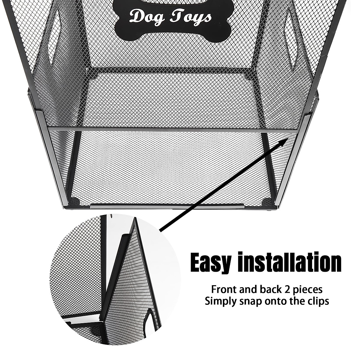 Lolytama Metal Dog Toy Box-Dog Toy Basket-Wire Mesh Basket-Cute Pawprint Dog Bone-Pet Accessory Rust-Resistant Finish-for Cat & Dog Toy Organization & Storage