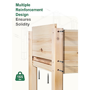 MIXC Wooden Raised Garden Bed with Legs, 48”L X 24”W, Elevated Reinforced Large Planter Box for Vegetable Flower Herb Outdoors - Beam and Column Structure - Unmatched Strength Outlast