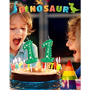 3rd Birthday Candles, Number 3 Candle, Dinosaur Party Decorations for Birthday, Green Happy Birthday Candle for Cake, Handmade Numeral Candle Dino Theme Cake Topper Anniversary Party Decor