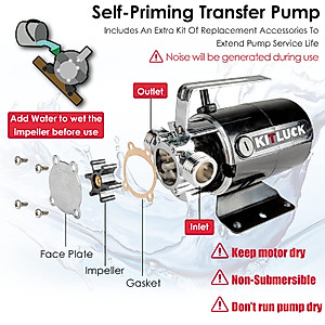 Water Transfer Pump, 115V 1/10HP 330GPH Utility Water Pump Electric With 6ft Suction Hose Kit, Portable Small Water Pump For Pool Draining, Removing Water From Rain Barrel, Aquariums, etc.