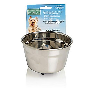 Lixit Quick Lock Stainless Steel Cage Bowl for Dogs, Silver, 10 Ounce (0711)