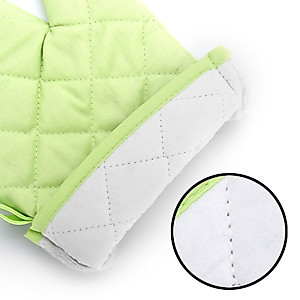 Elonglin Oven Gloves Heat Resistant Oven Mitts with Cotton Lining Pot Holders for Kitchen BBQ Wood Burner Gloves Stove Gauntlets Cook Grill Baking Adjust Repair Pair Pink