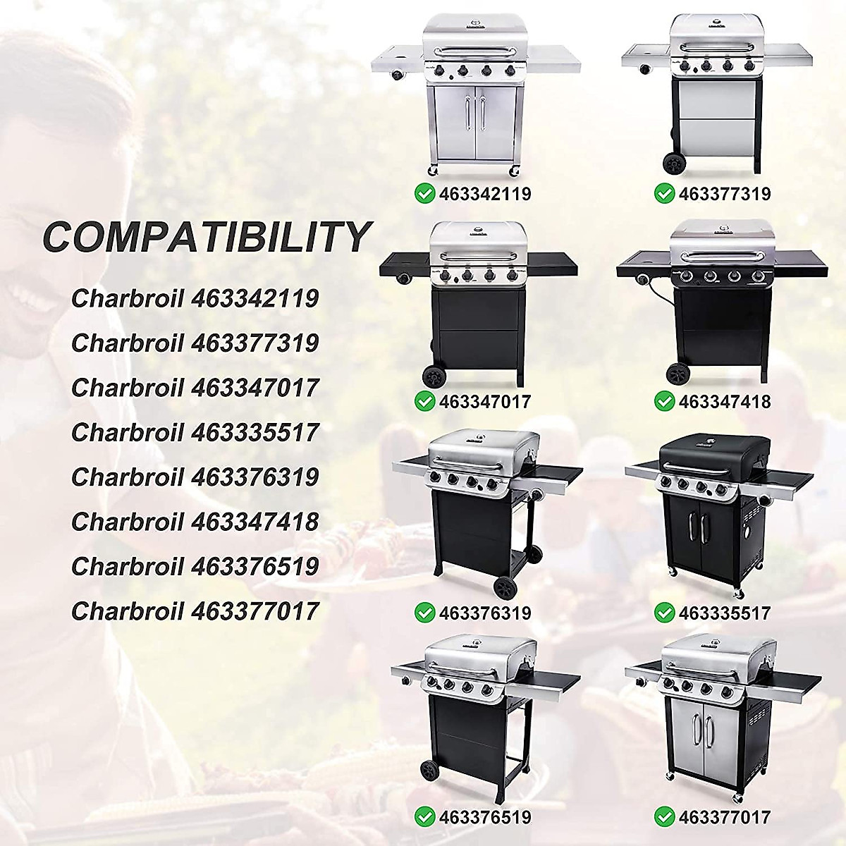 Adviace Repair Kit for Charbroil 463347017 463342119 463335517 463377319 463376017 463347418 463349917 463376217 463376519 463376319 463332718 Grill Parts