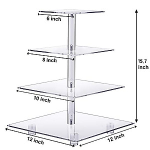 YestBuy 4 Tier Cupcake Stand Acrylic Tower Display with LED Light Premium Holder Dessert Tree Tower for Birthday Cady Bar Décor Weddings, Parties Events (Yellow Light)