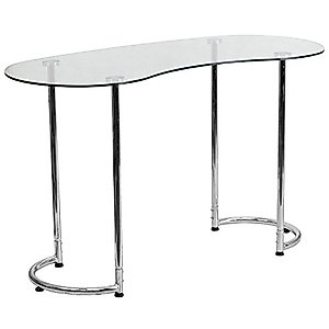 Flash Furniture Contemporary Desk with Curvaceous Clear Tempered Glass