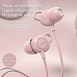 yi-shaney 2 Pack Wired Sleep in Ear Earbuds Headphone, Soft Lightweight Silicone Noise Cancelling Earphones with 3.5mm Audio Devices for Side Sleeper, Snoring, Air Travel & Relaxation (Pink)