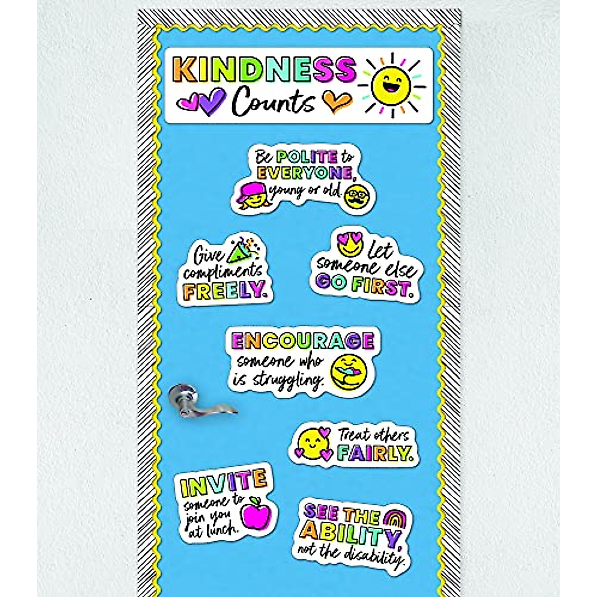Carson Dellosa Kind Vibes Motivational Mini Bulletin Board Set—Kindness Counts Header with Inspirational Messages, Homeschool or Classroom Decor (15 pc)