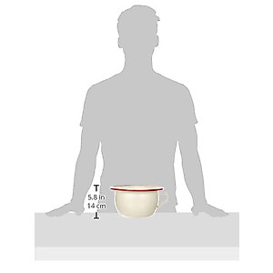 IBILI Chamber Pot 3,5 l of Enamelled Steel in White/red, 24 x 24 x 5 cm