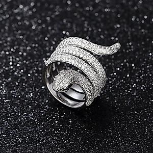 Kemstone Original Silver Plated Snake Ring Jewelry, Size9