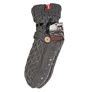 Womens Sweater Design Super Thick Comfy Non-Skid Slipper Socks (Charcoal Grey)