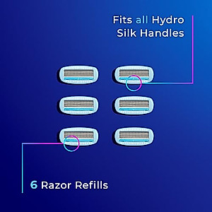 Schick Hydro Silk Moisture Razor Blade Refills, 6 Count | 5-Blade Moisturizing Razors for Women | Womens Moisturizing Razor Refills
