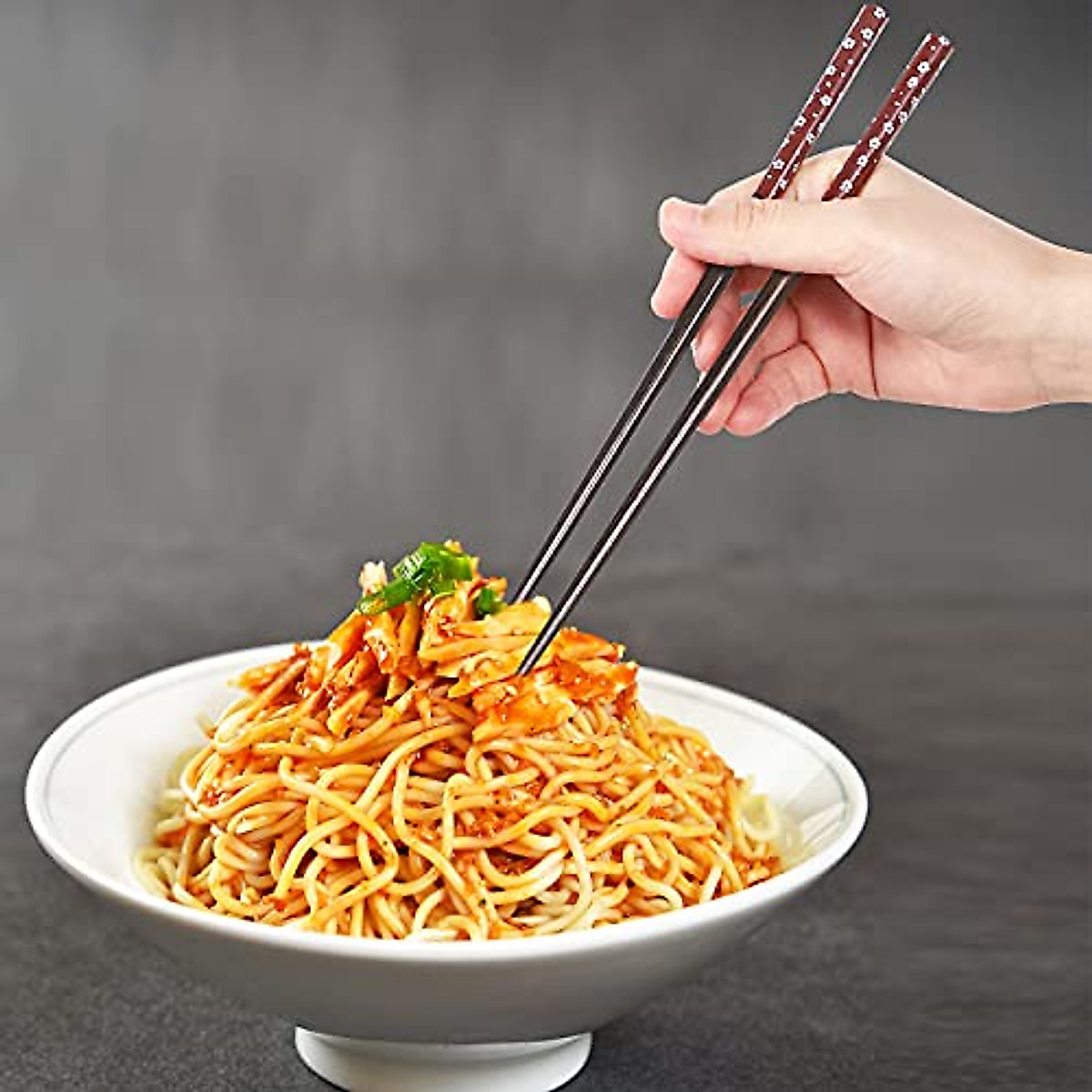 Top Grade Japanese Natural Wood Chopsticks, 1 Pair with Case, Reusable Classic Style, Value Gift Set(Blue)