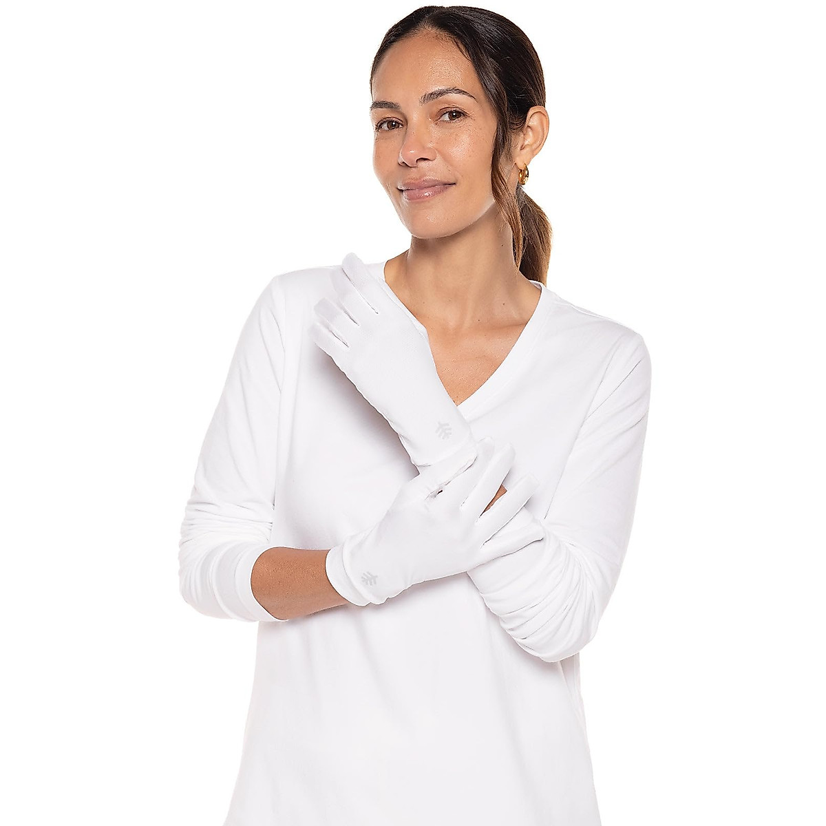 Coolibar UPF 50+ Unisex Sawyer UV Sun Gloves - Sun Protective (Small- White)