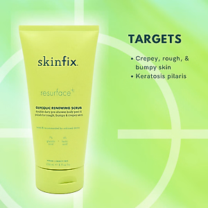 Skinfix Resurface+ Glycolic Renewing Scrub: A Double-Duty AHA BHA Exfoliant Scrub & Body Peel to Visibly Polish, Refine, Brighten & Smooth Rough, Bumpy & Crepey Skin Caused KP-Prone Skin, 8 Fl Oz